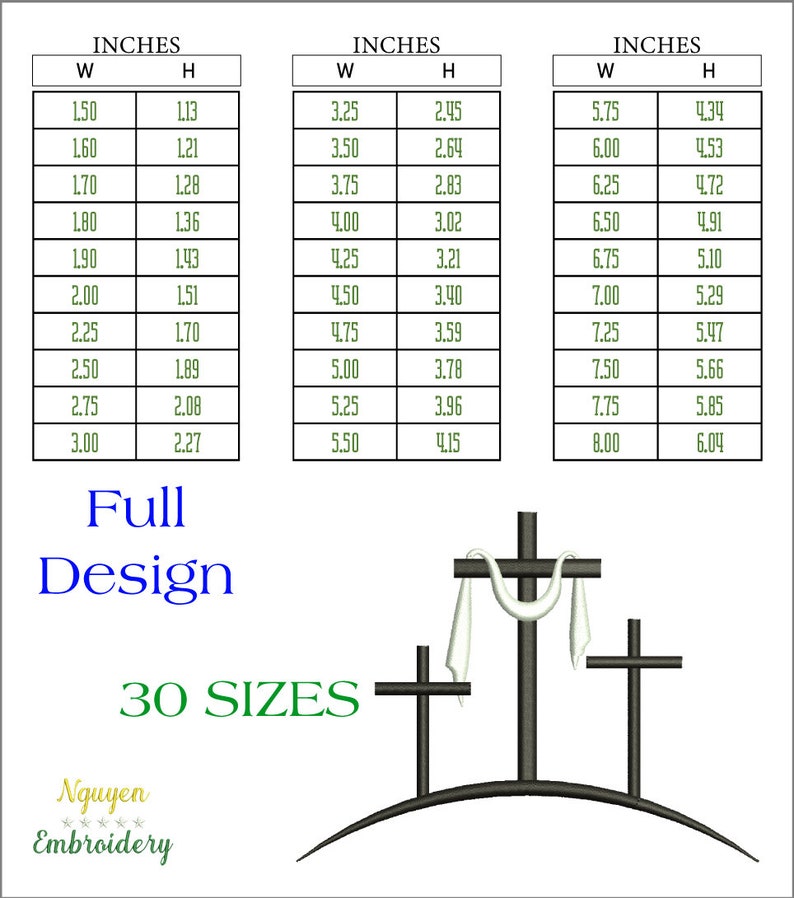 Three Crosses Embroidery Design, Christian Religious, 60 Sizes (digital ...