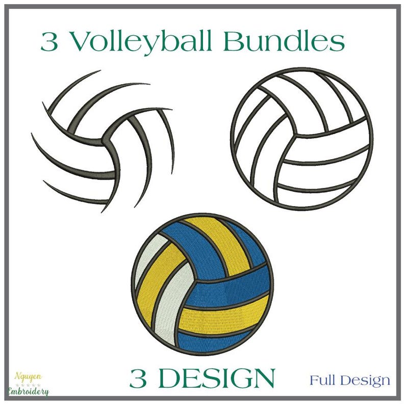 VOLLEYBALL Embroidery Design With 30 Sizes, Volleyball Design ...