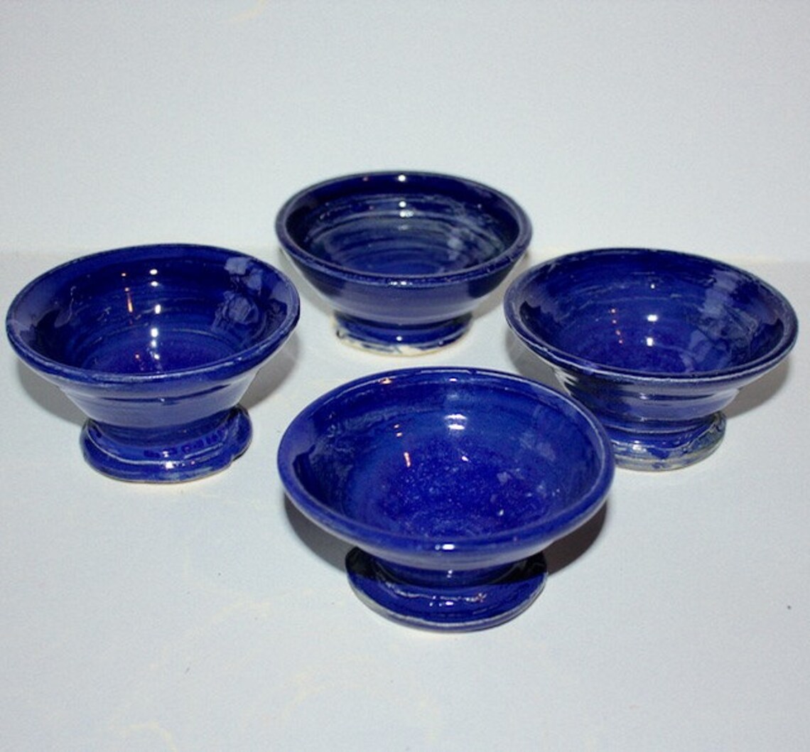 Aqua Footed Dessert Cups Hold About One Half Cup Glossy Blue Green ...
