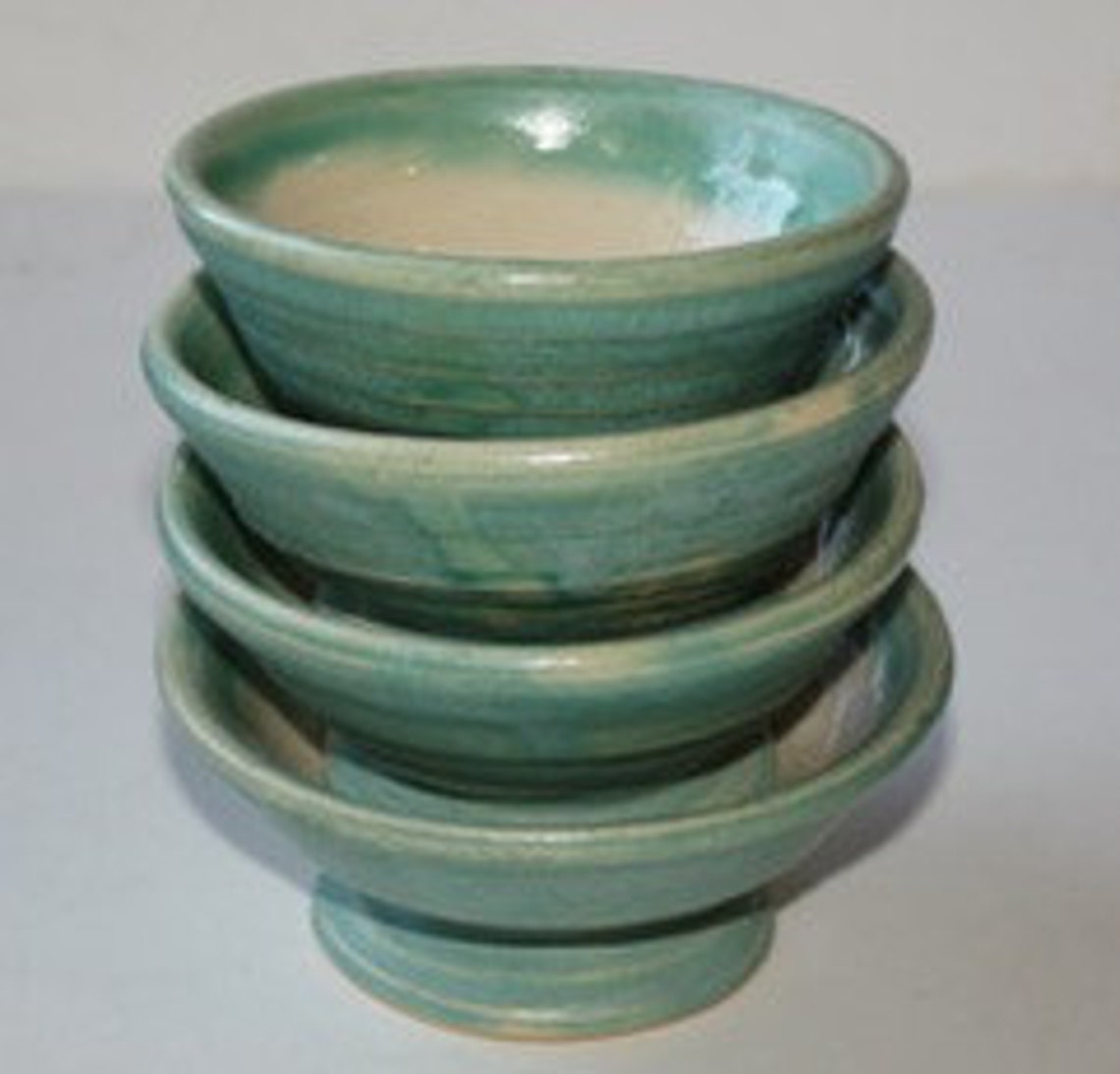 Aqua Footed Dessert Cups Hold About One Half Cup Glossy Blue Green ...