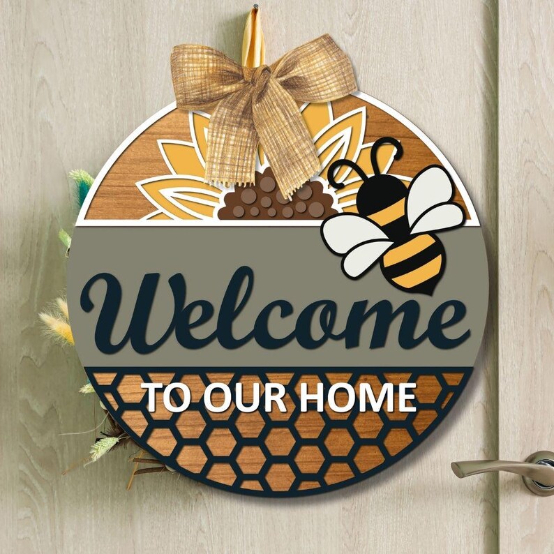 Bee Welcome Sign Decor ,boho Bee Home Sweet Home Sign,template, Cricut ...