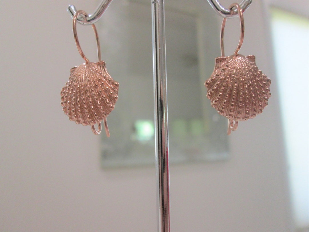 Seashell Ear Wires With Open Loop ~ 18 Karat Rose Gold Over Sterling ...