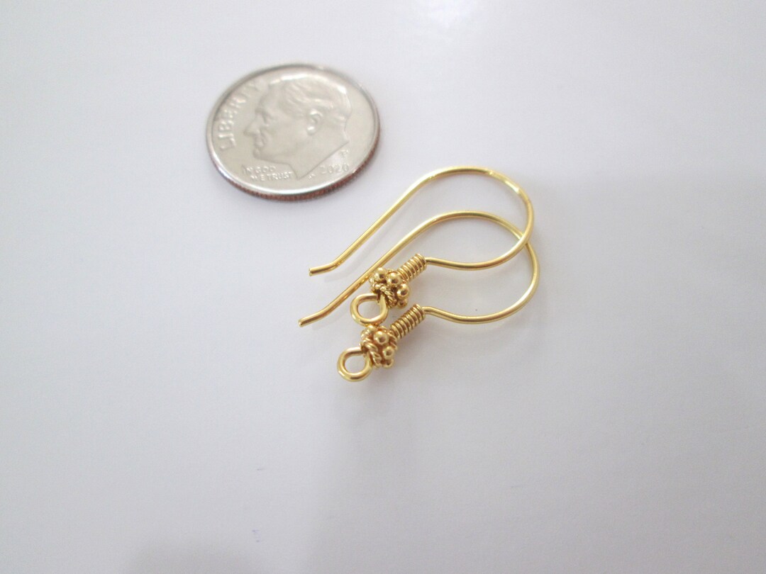 PIZZAZZ !! Vermeil Gold French Style Ear Wires ~ 22 Karat Gold Over ...