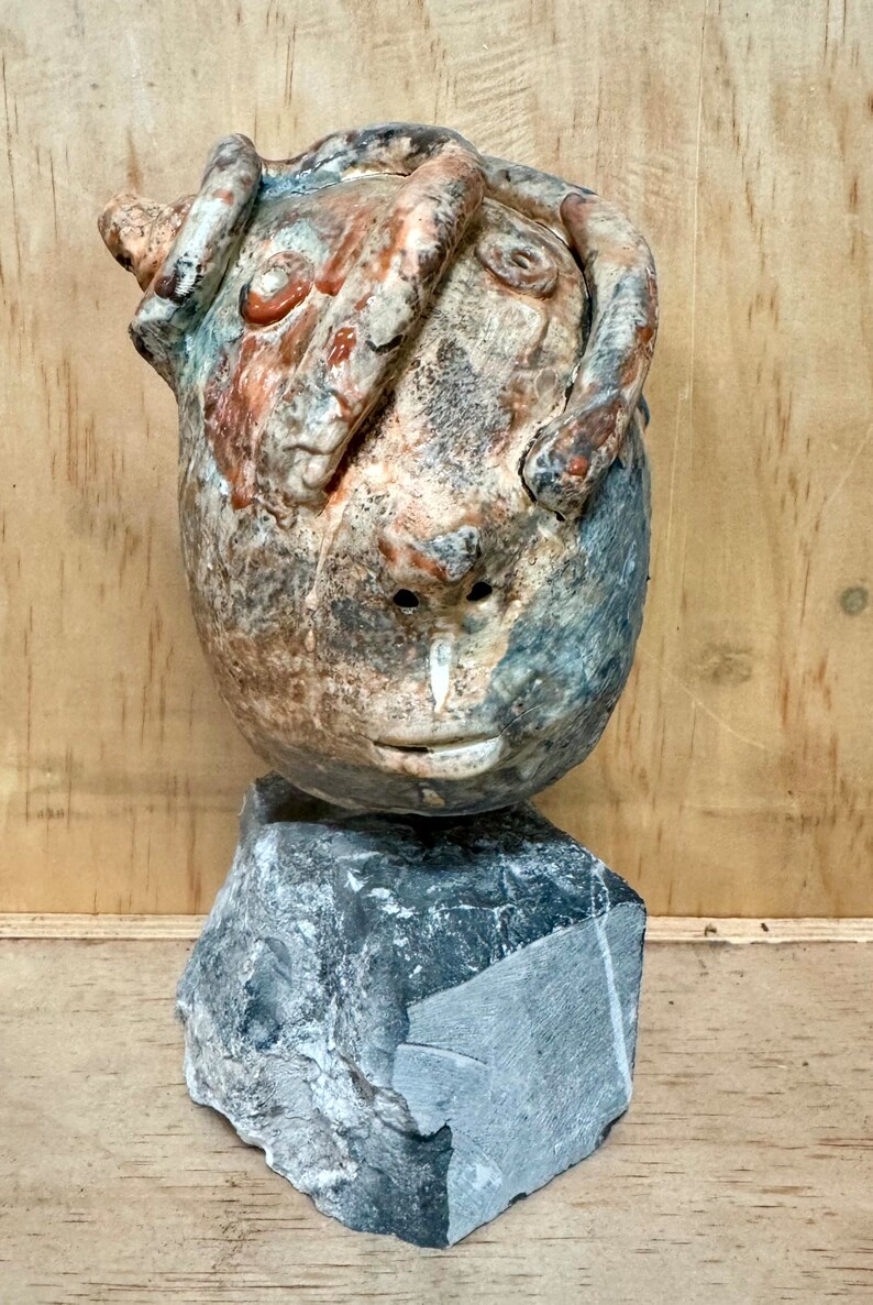 Ceramic Statue Head on Stone L - Etsy