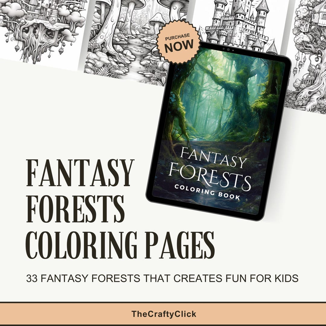 Kids Fantasy Forests Coloring Book, Digital Printable, Magical Forest ...