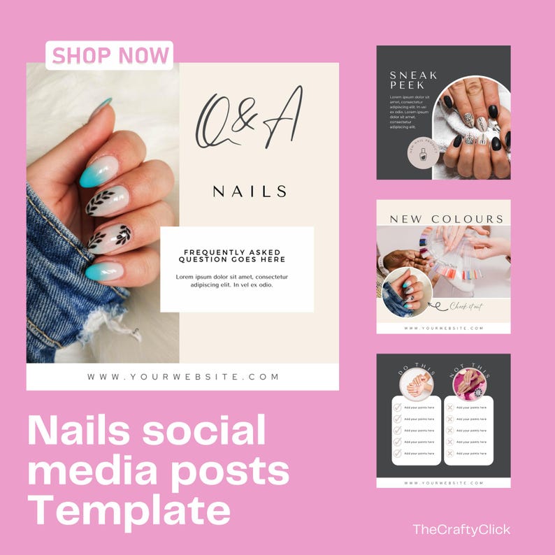 Nail Tech Instagram Social Media Content Template, Editable Instagram ...