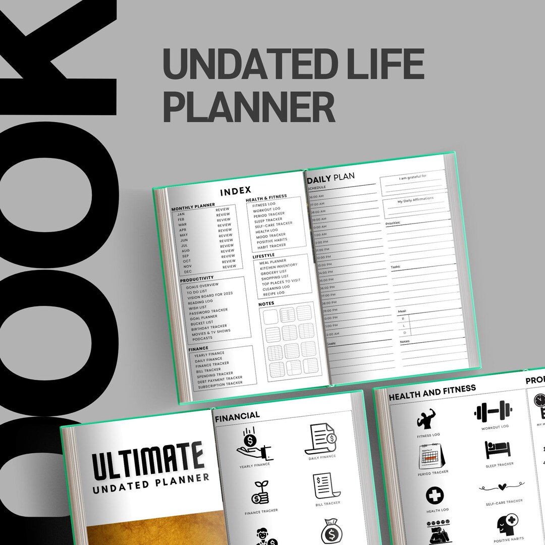 Undated Printable Planner, Digital Life Organizer, Customizable Daily ...