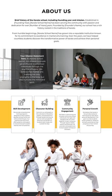Karate School Website Template, Professional Editable Site for Martial ...