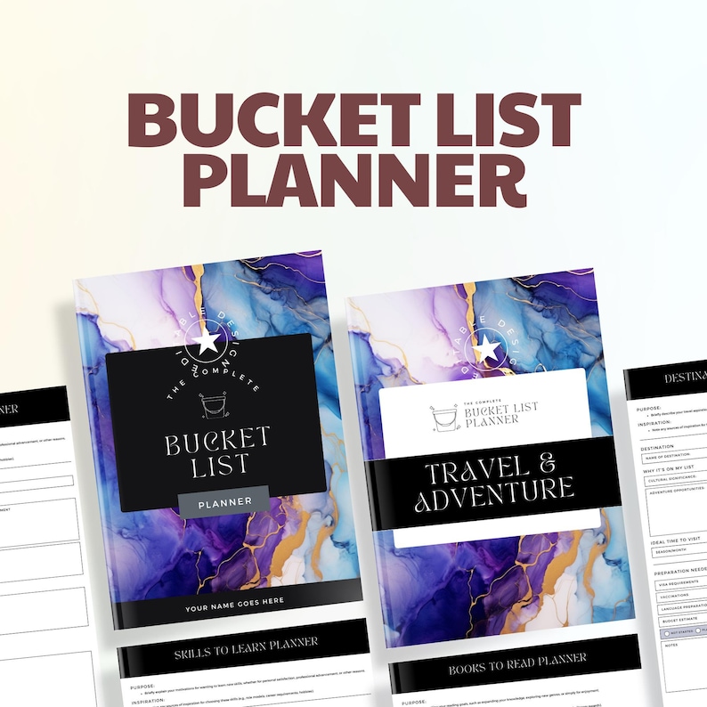Bucket List Planner, Printable Digital Bucket List, Life Planning ...