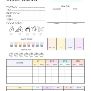 Digital Fitness Planner, Printable Workout and Diet Tracker, Get ...