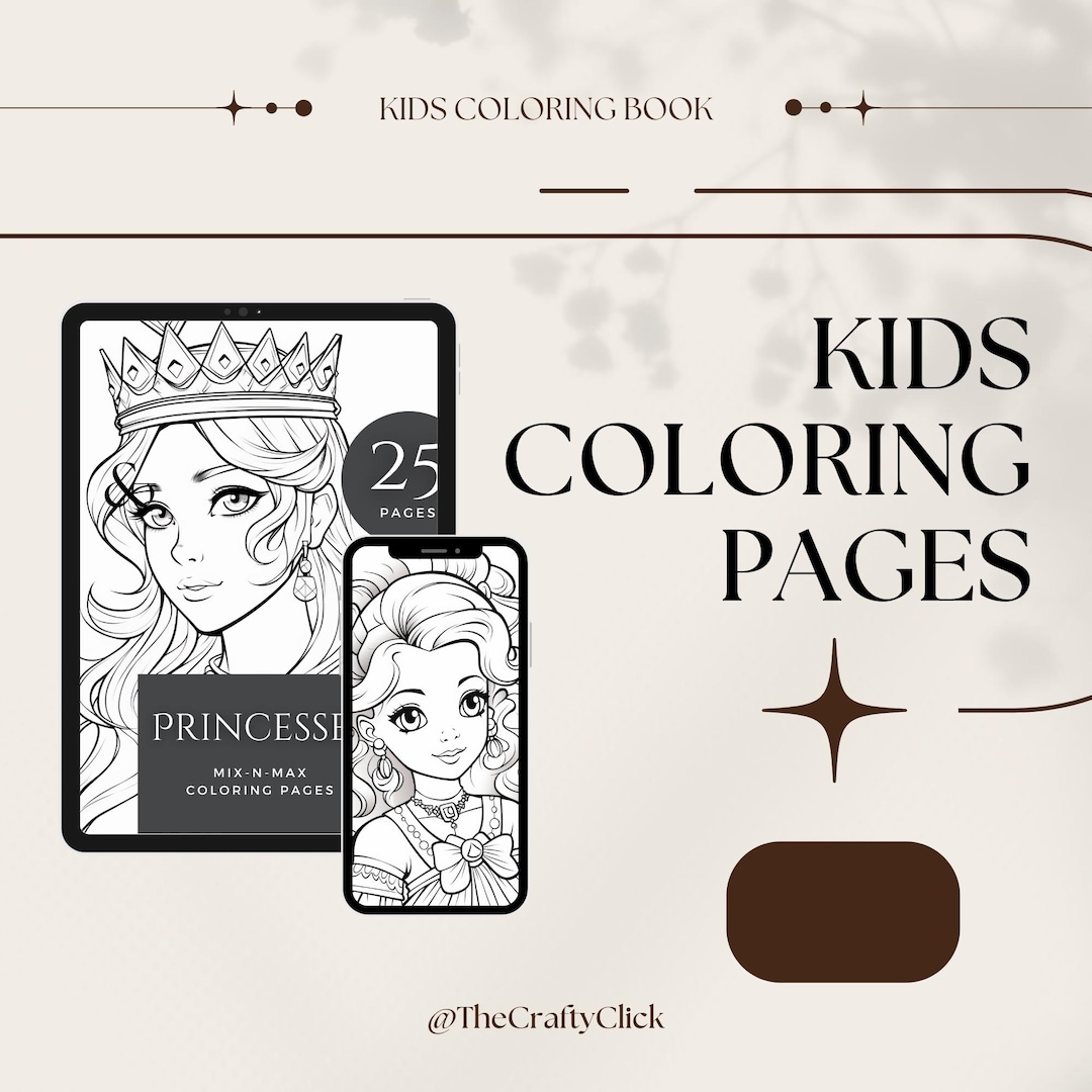 Princesses Coloring Book for Kids, Fun Printable Coloring Pages ...