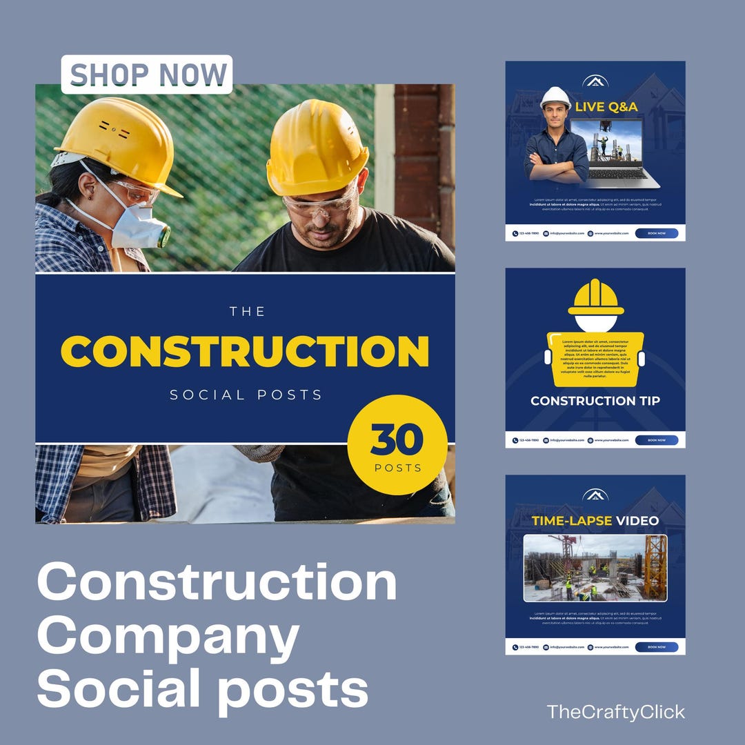 CONSTRUCTION Social Media Posts Template, Editable IG Content for ...