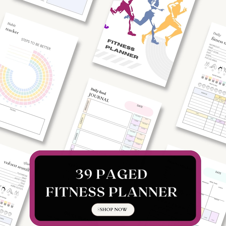 Digital Fitness Planner, Printable Workout and Diet Tracker, Get ...