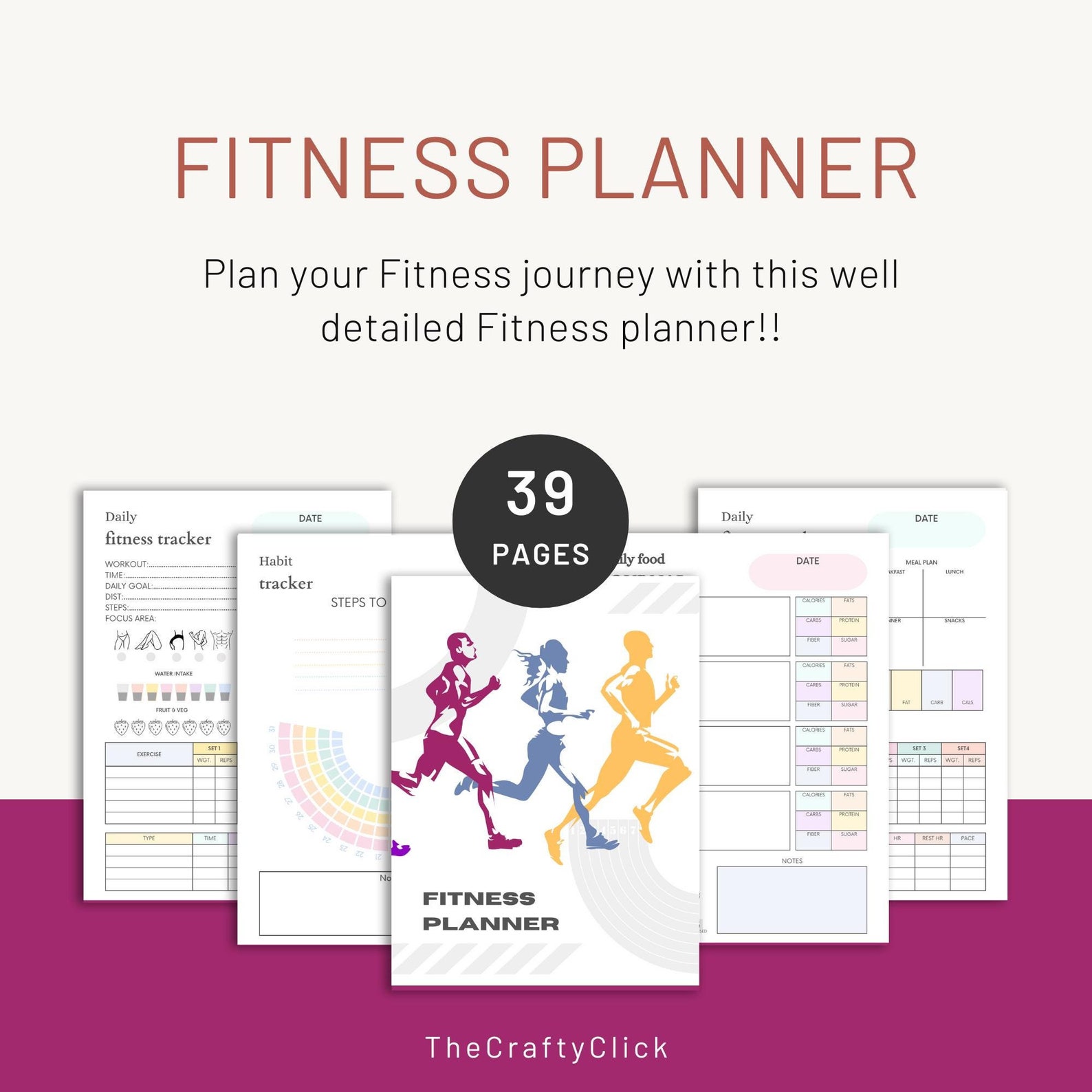 Digital Fitness Planner, Printable Workout and Diet Tracker, Get ...