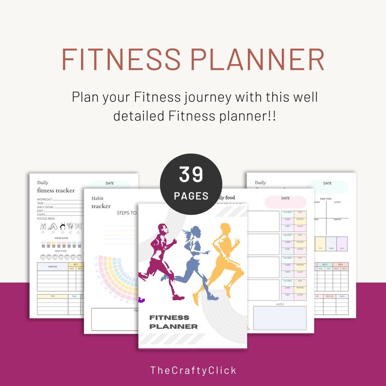 Digital Fitness Planner, Printable Workout and Diet Tracker, Get ...