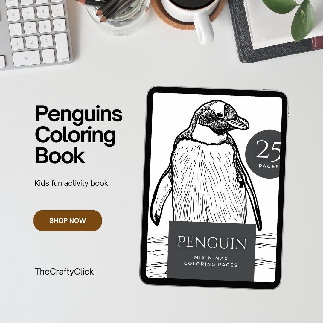 Penguin Coloring Book for Kids - Fun Printable Coloring Pages With Cute ...