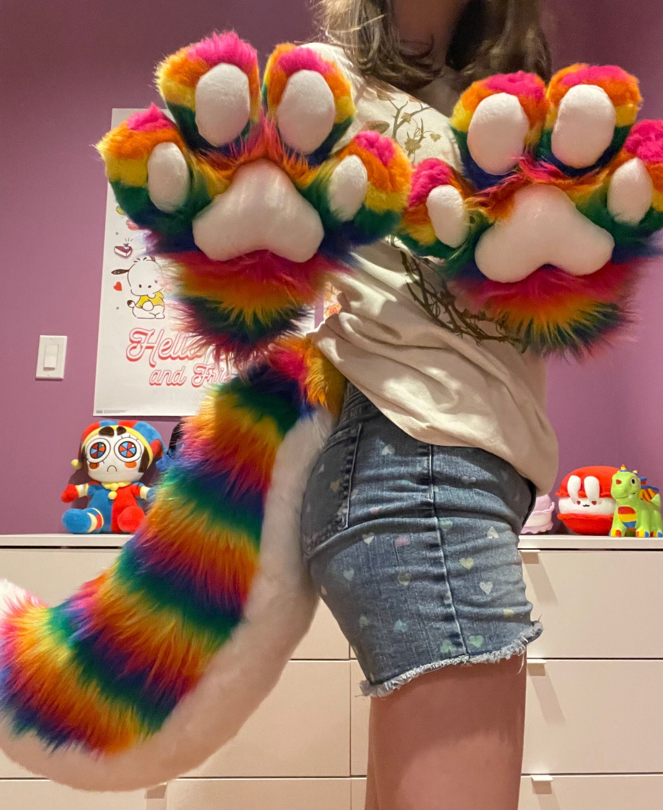 Premade Rainbow Fursuit Handpaws and Tail - Etsy