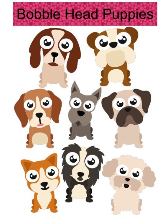 Bobblehead Puppies Stickers - Set of 8 LARGE stickers - Dogs - Puppy ...