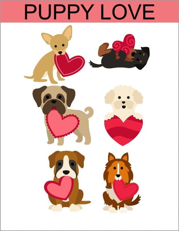 Puppy Love Stickers - Set of 6 LARGE stickers - Dogs - Puppy - Physical ...