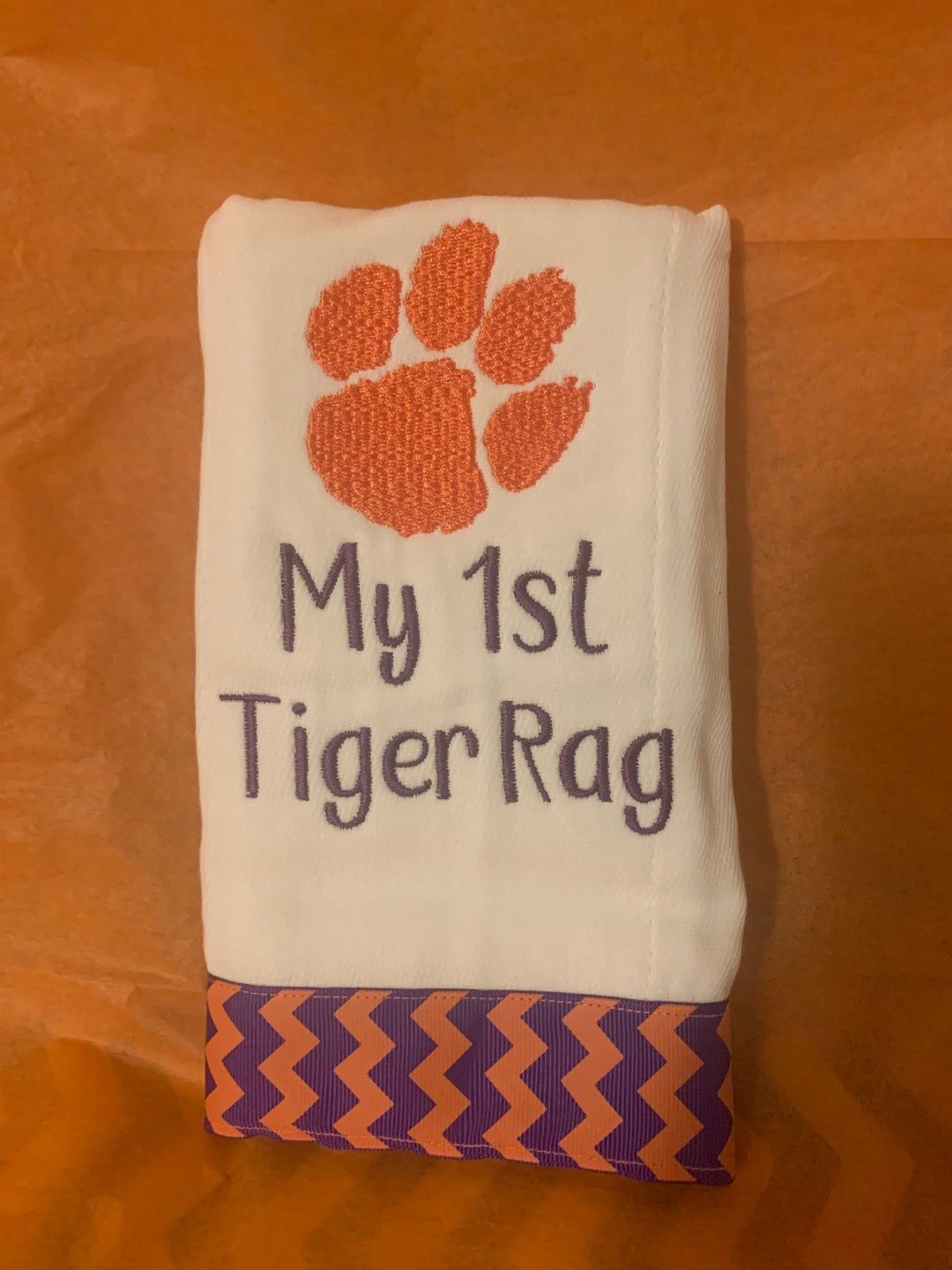 My First Tiger Rag Baby Burp Cloth Gift - Clemson Fans!!! - Etsy