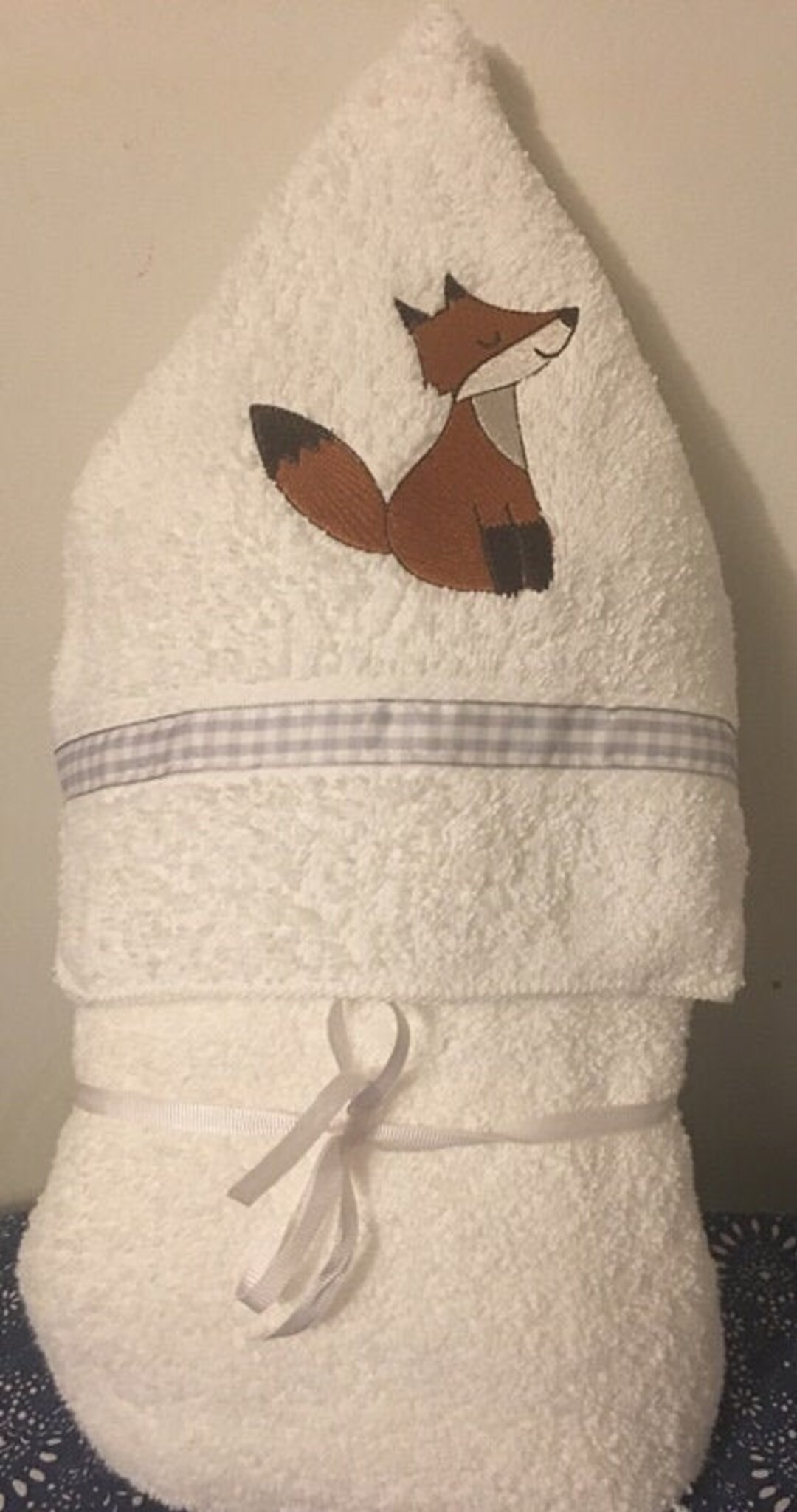Sitting Fox Hooded Bath Towel Size NB-3 Only Bath/pool/beach ...