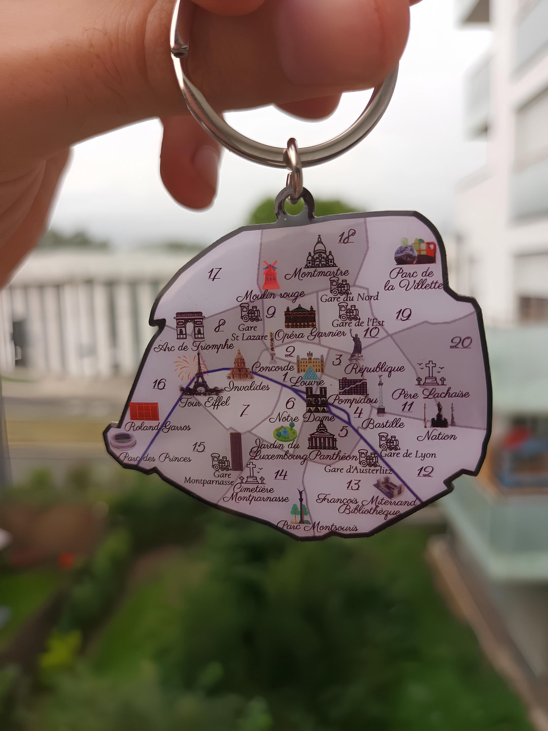 Paris Map Key Ring - Etsy