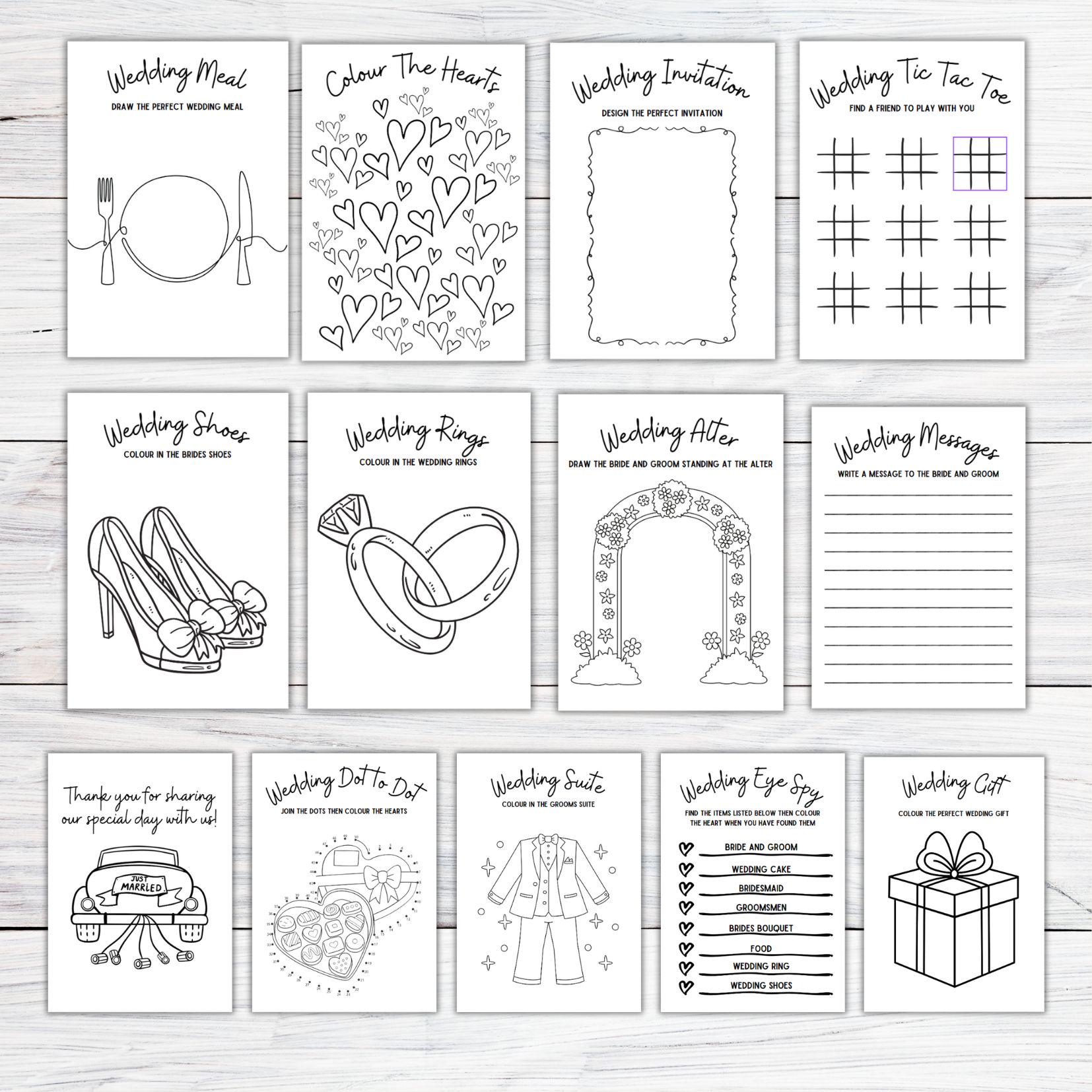 Wedding Colouring Booklet, Wedding Colouring, Wedding Activity Book ...