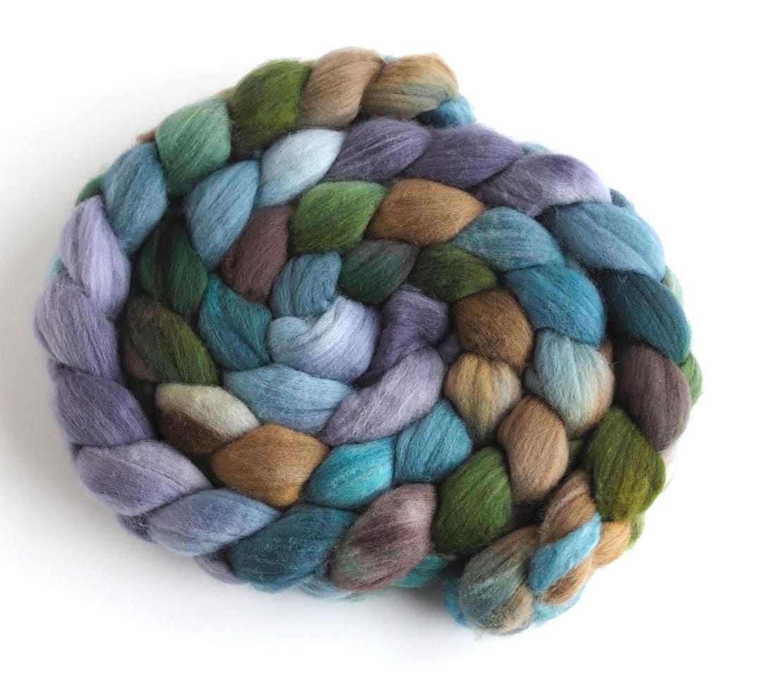 Targhee Wool Roving - Hand Painted Spinning Fiber, 4 Ounces, Rainy Day ...