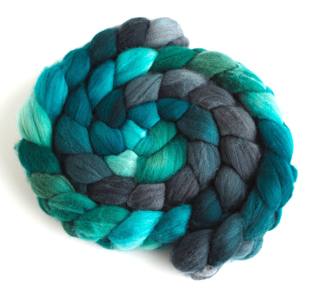 Targhee Wool Roving - Hand Painted Spinning Fiber, 4 Ounces, Shadows ...