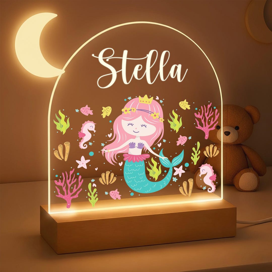 Custom Girl Night Light,mermaid Light,kids Night Light,light for Girl ...