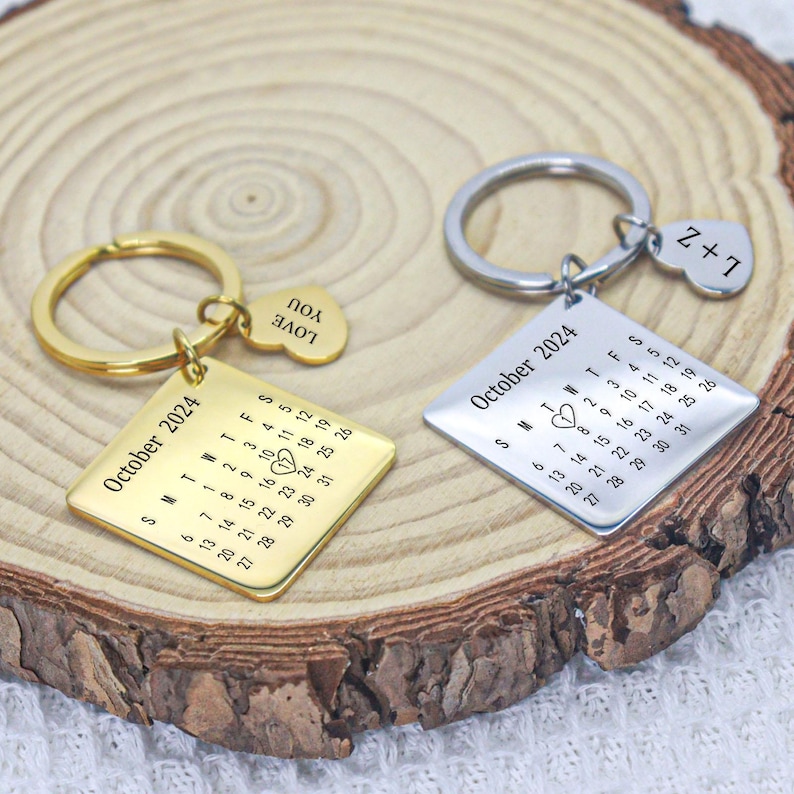 Custom Calendar Keychain,couple Keychain,wedding Date Keychain,anniversary Gift,significant Date ...