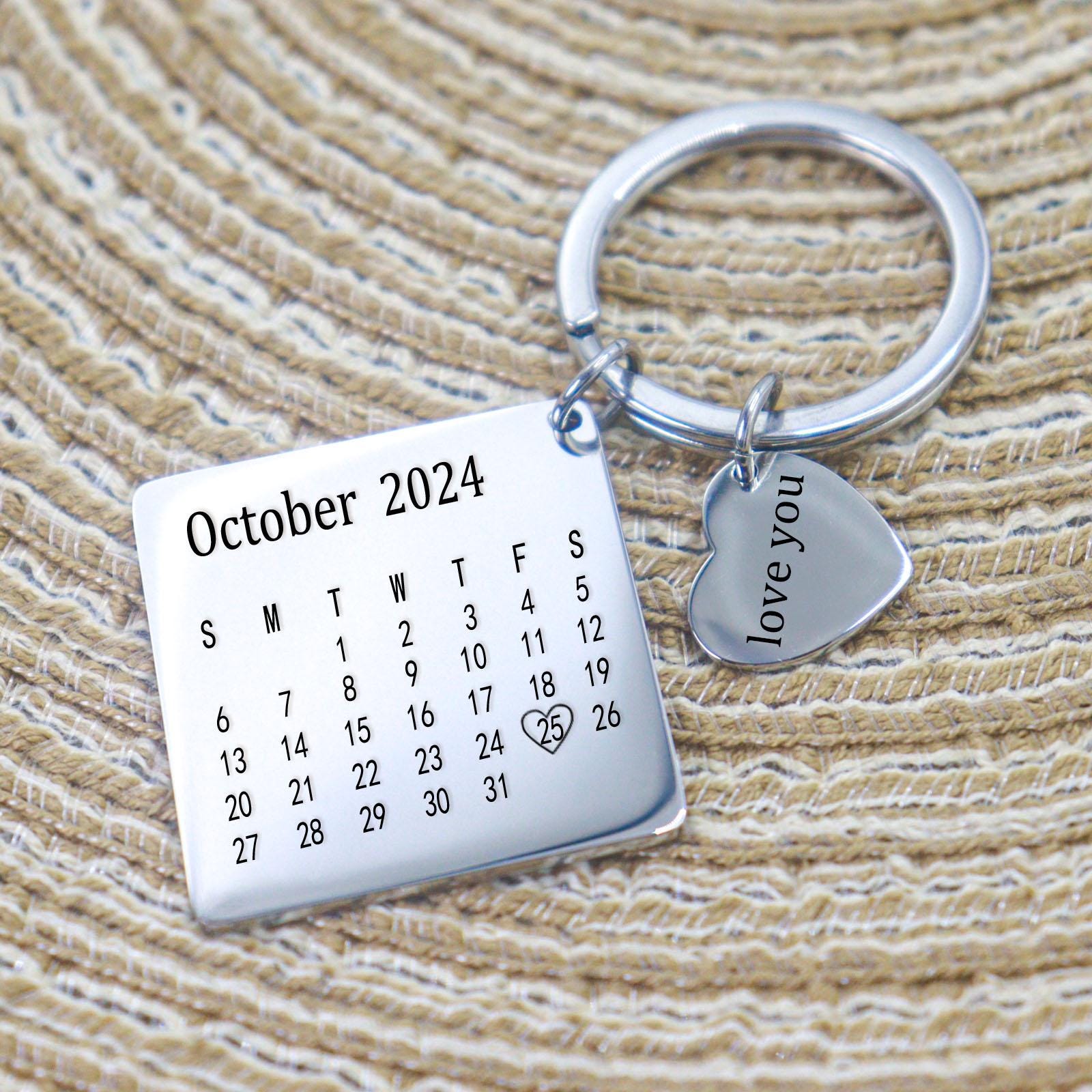 Custom Calendar Keychain,couple Keychain,wedding Date Keychain ...