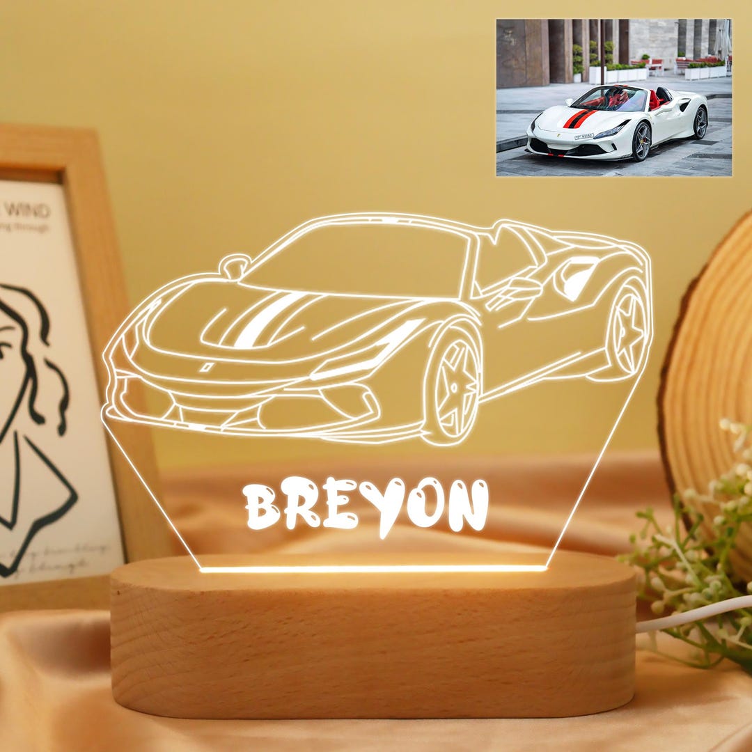 Custom 3D Car Sketch Night Light,car Mockup Led Lamp,birthday Gift,car ...