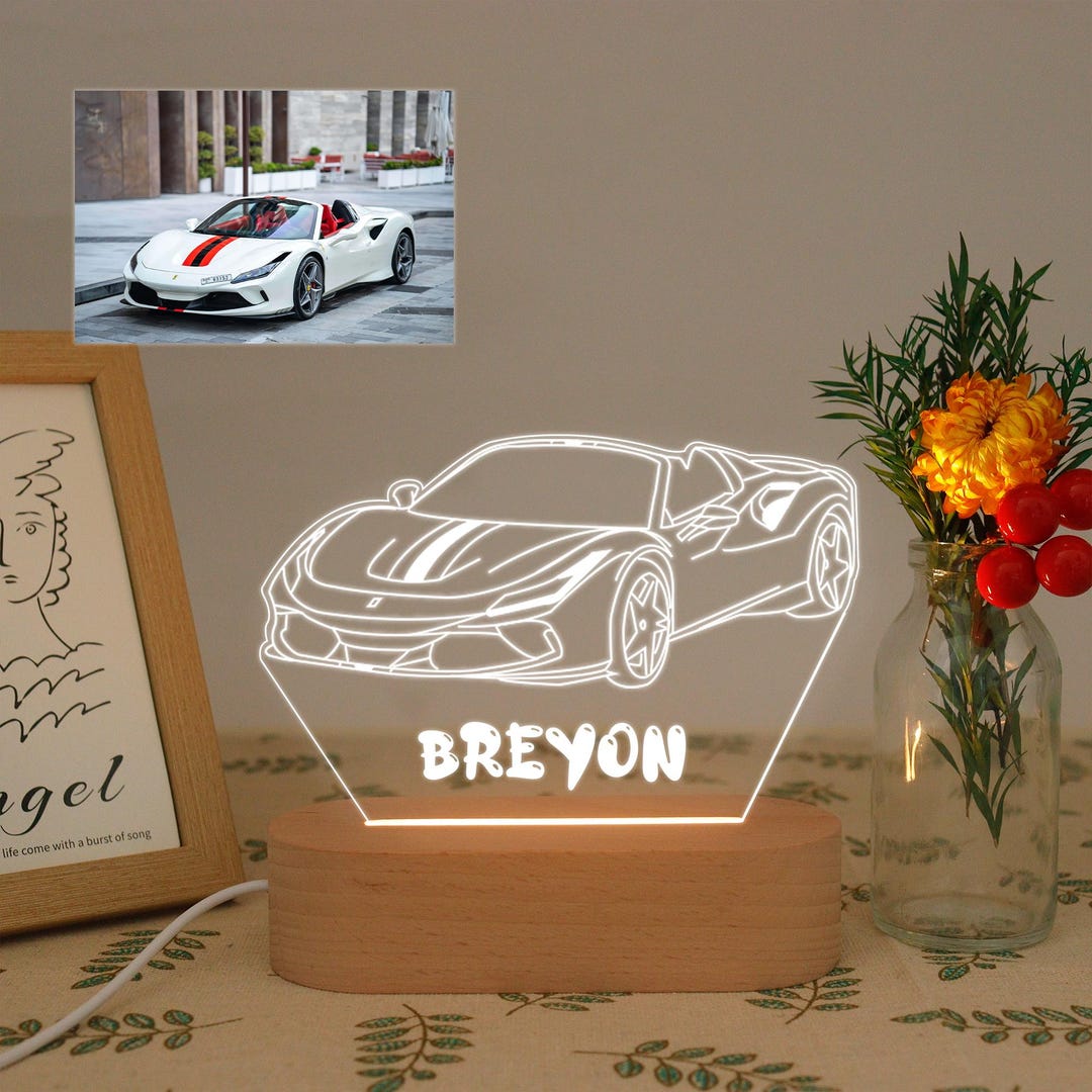Custom 3D Car Sketch Night Light,custom Line Art Photo Lamp,car Mockup ...