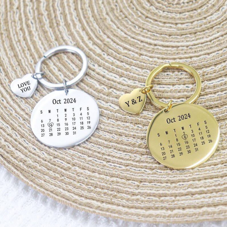 Custom Calendar Keychain,couple Keychain,wedding Date Keychain,anniversary Gift,significant Date ...