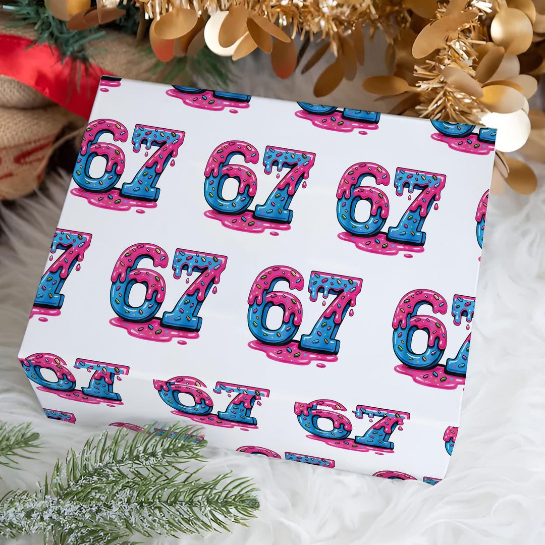 67 Ice Cream Drip Wrap Paper, Funny 67 Meme Wrapping Paper, Colorful ...