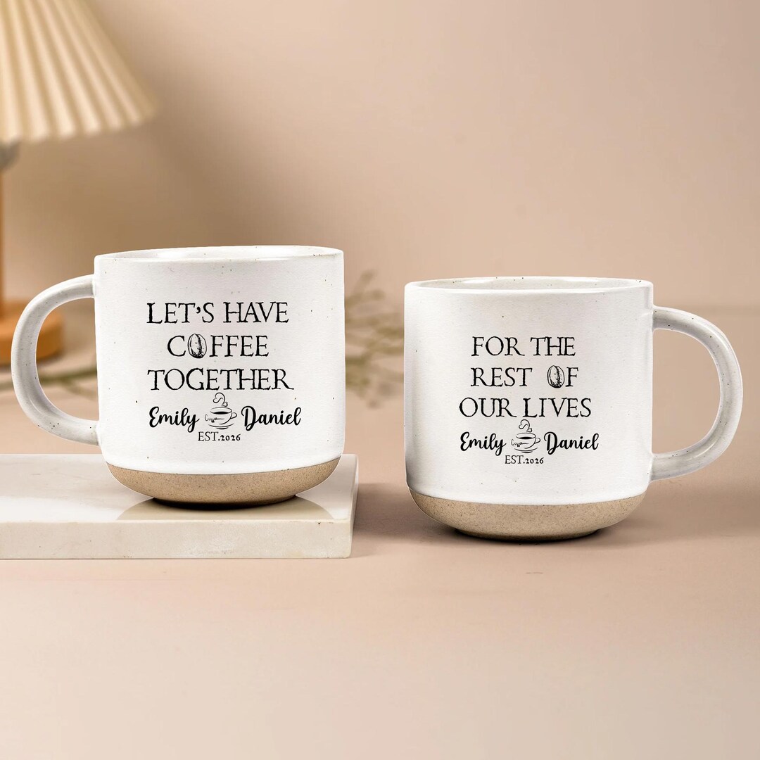 Personalized Couple Coffee Mug Set, Let’s Have Coffee Together Mugs ...