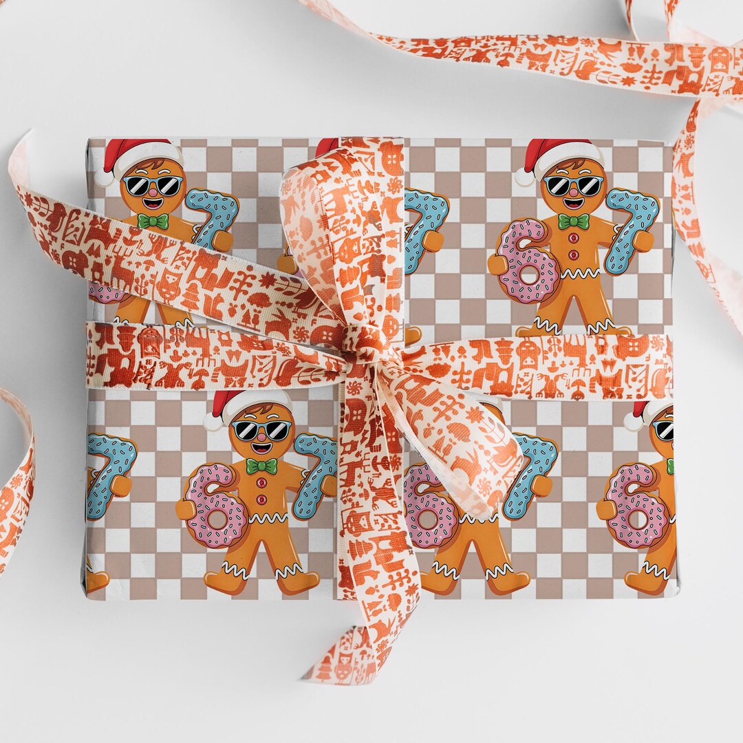 67 Gingerbread Wrap Paper, Gingerbread Santa Drip Number Wrap, Funny 67 ...