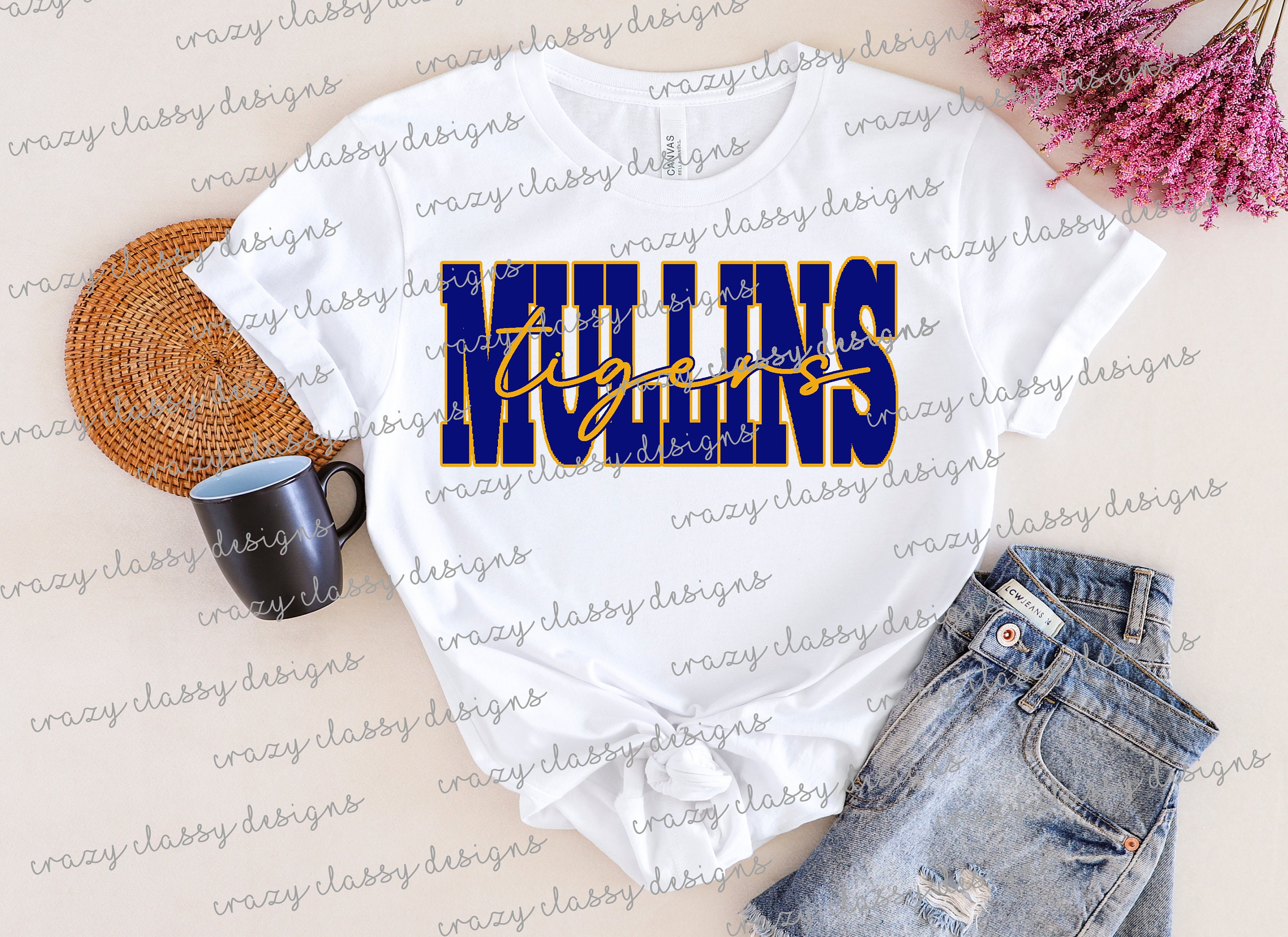 Mullins Tigers Navy Blue and Orange Png School - Etsy