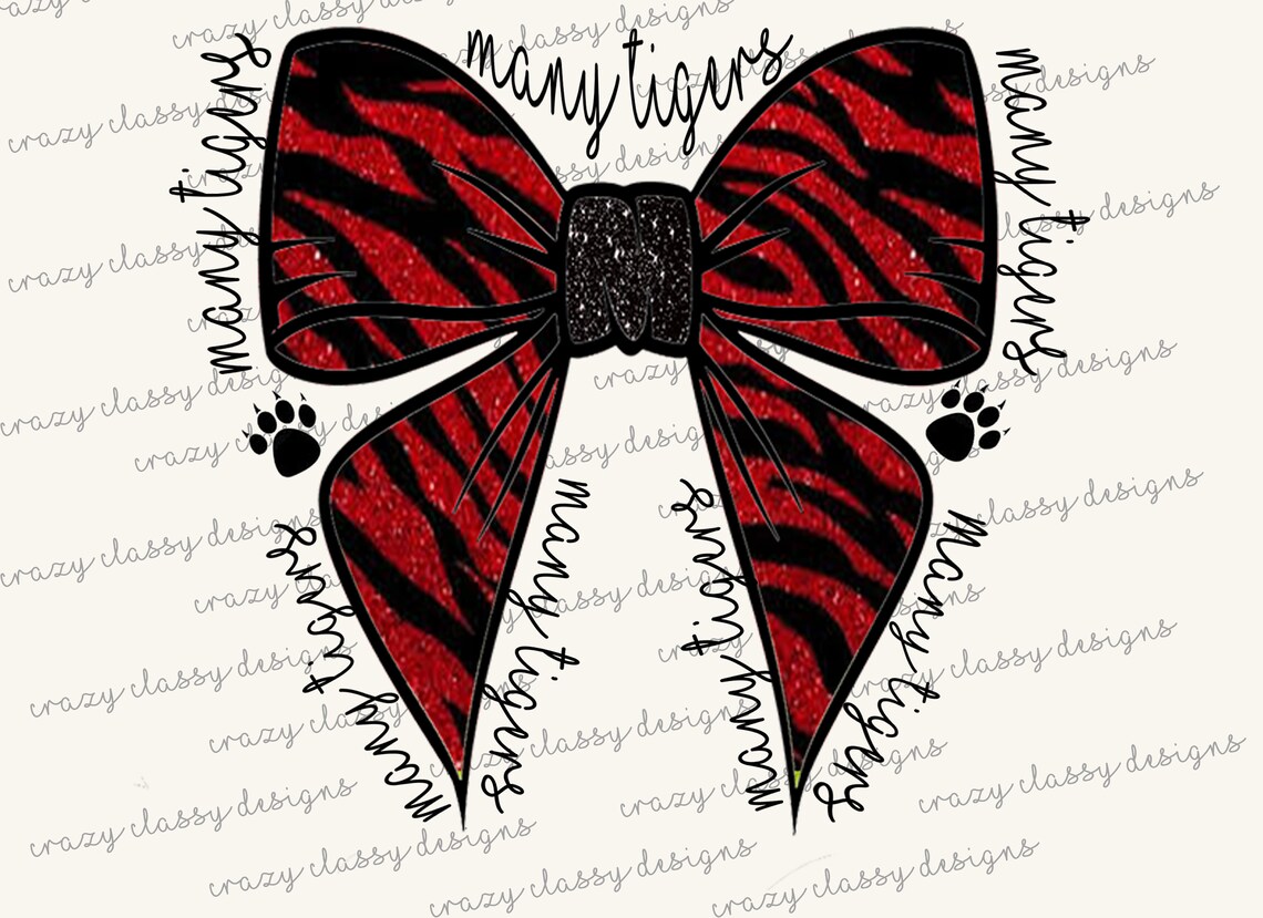 Tiger Bow School Team Many Tigers - Etsy