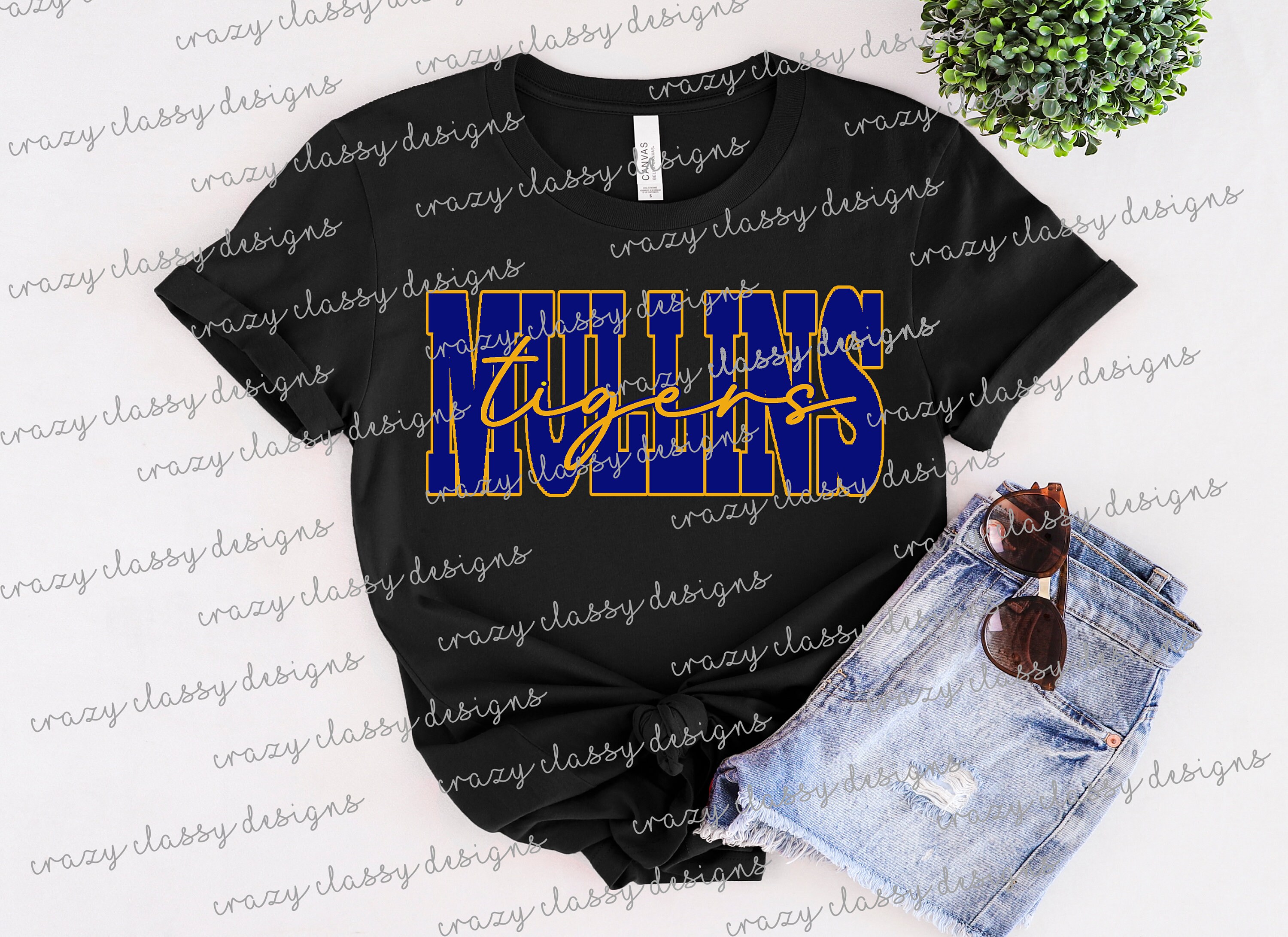 Mullins Tigers Navy Blue and Orange Png School - Etsy