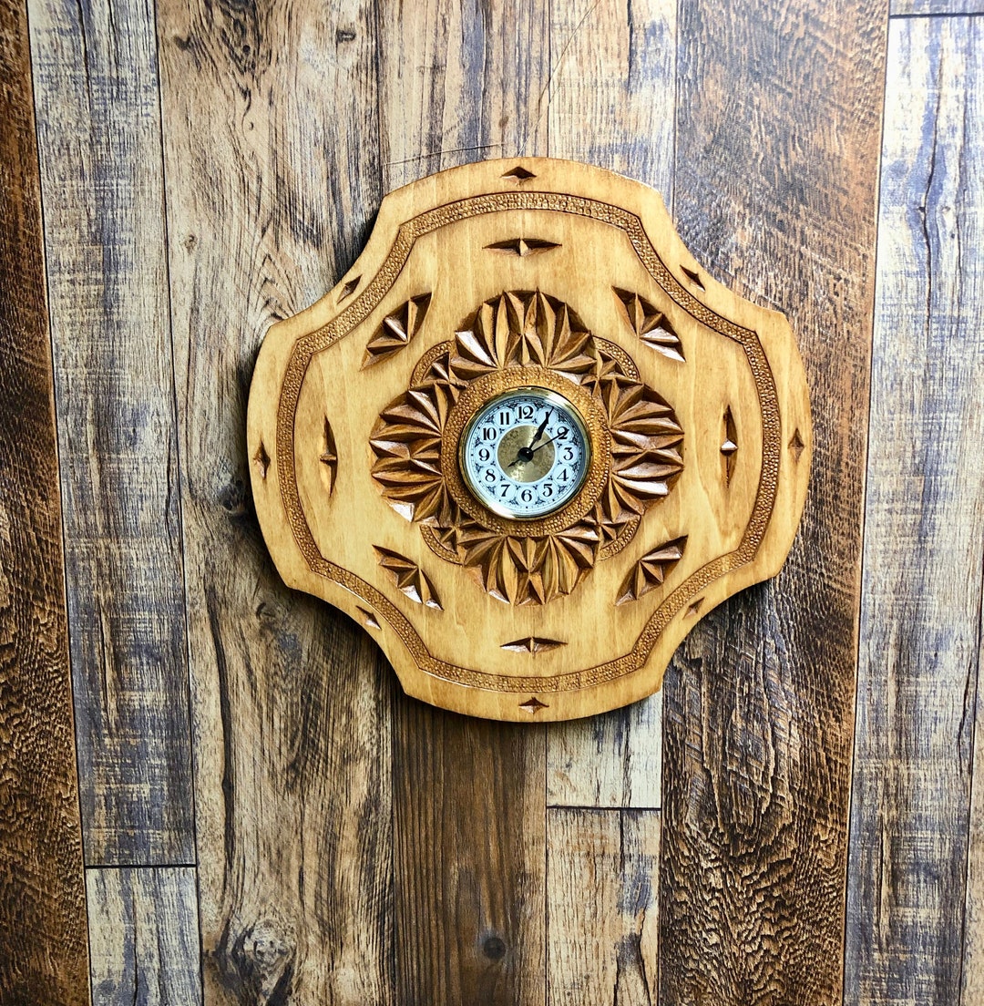 Hand Carved Wall Clock - Etsy