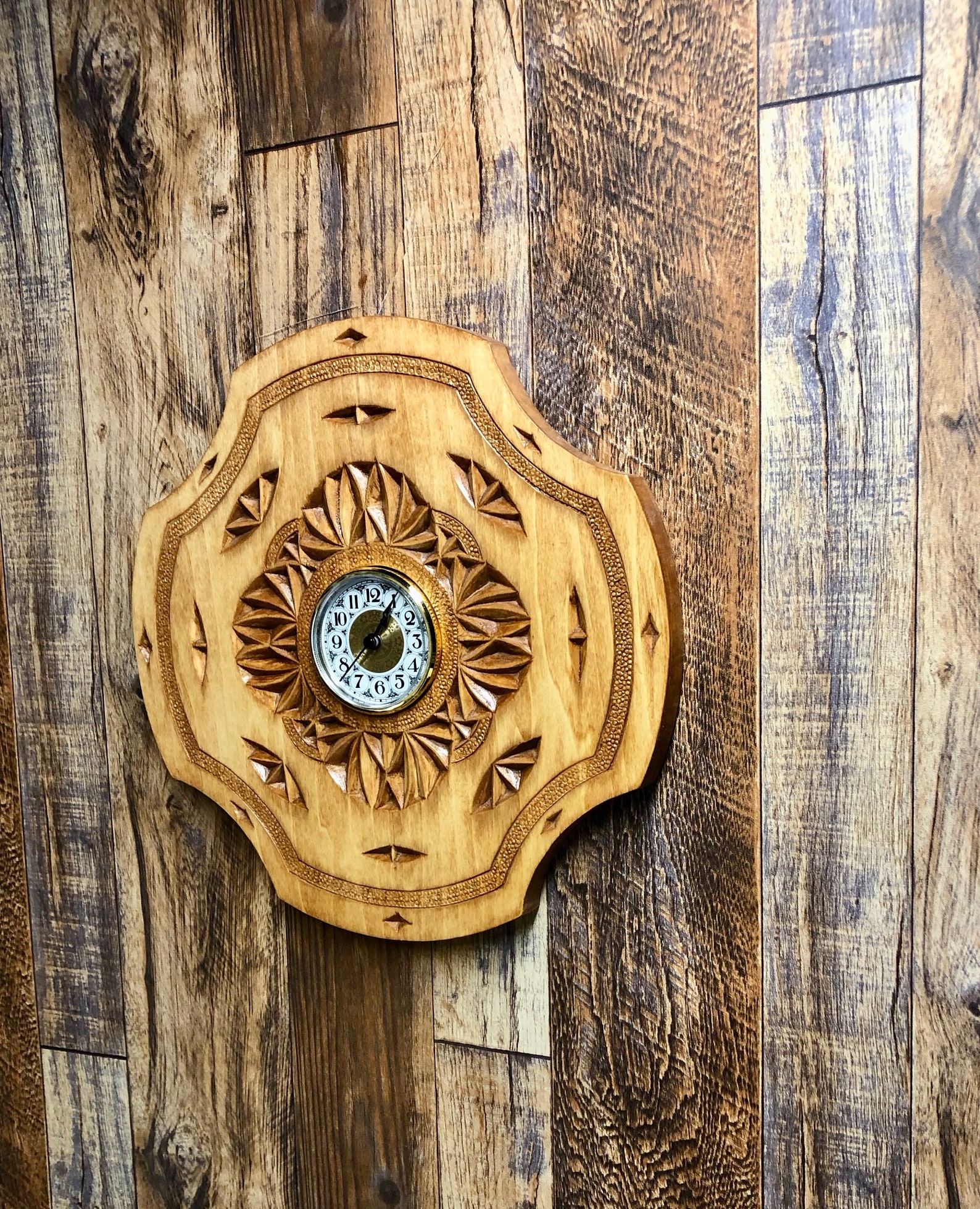 Hand Carved Wall Clock - Etsy
