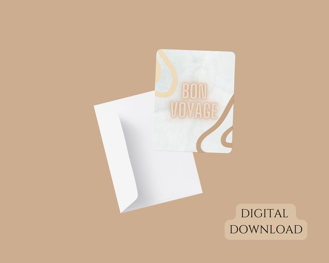 Bon Voyage Retro Travel Greeting Card, Digital Instant Download ...