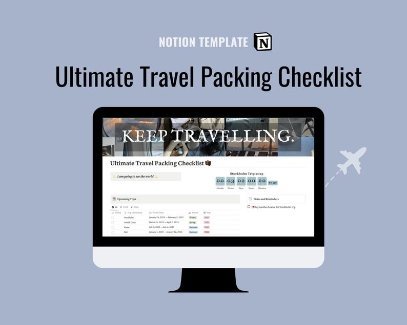 Ultimate Travel Packing Checklist | Notion Template | Digital Download ...