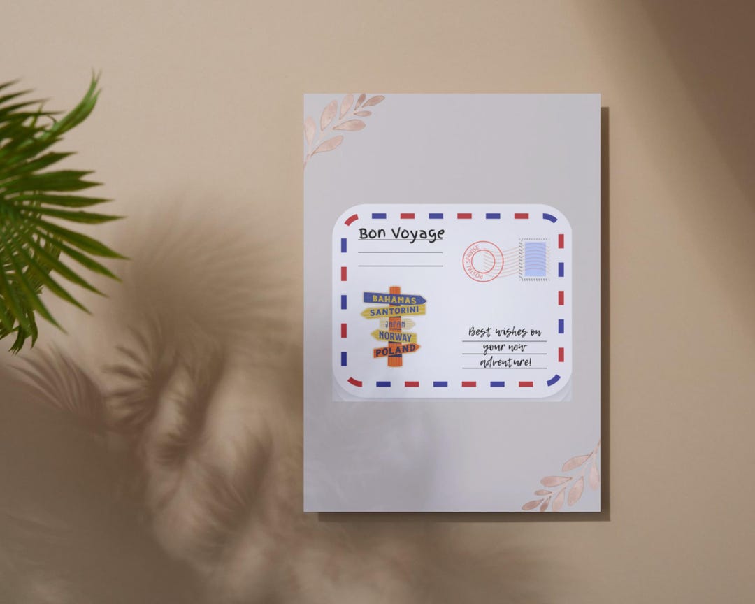 Bon Voyage Greeting Card, Best Wishes Adventure Card, Digital Instant ...