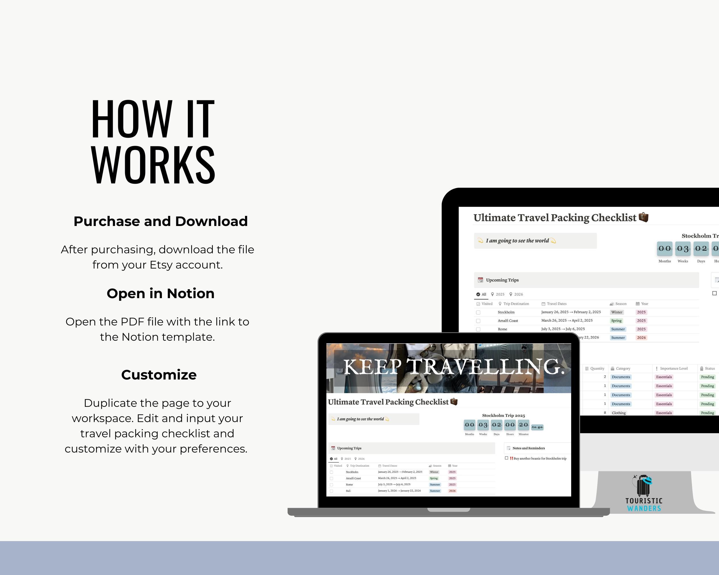 Ultimate Travel Packing Checklist | Notion Template | Digital Download ...