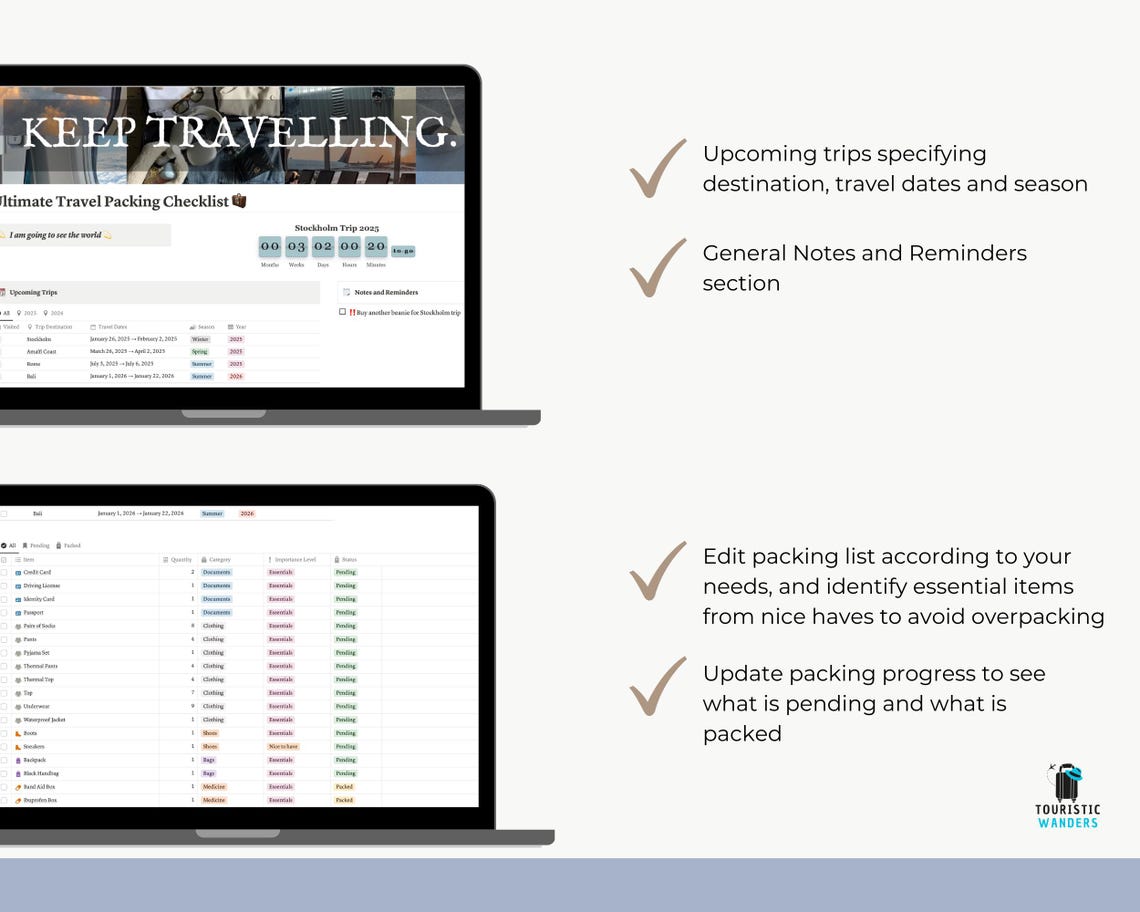 Ultimate Travel Packing Checklist | Notion Template | Digital Download ...