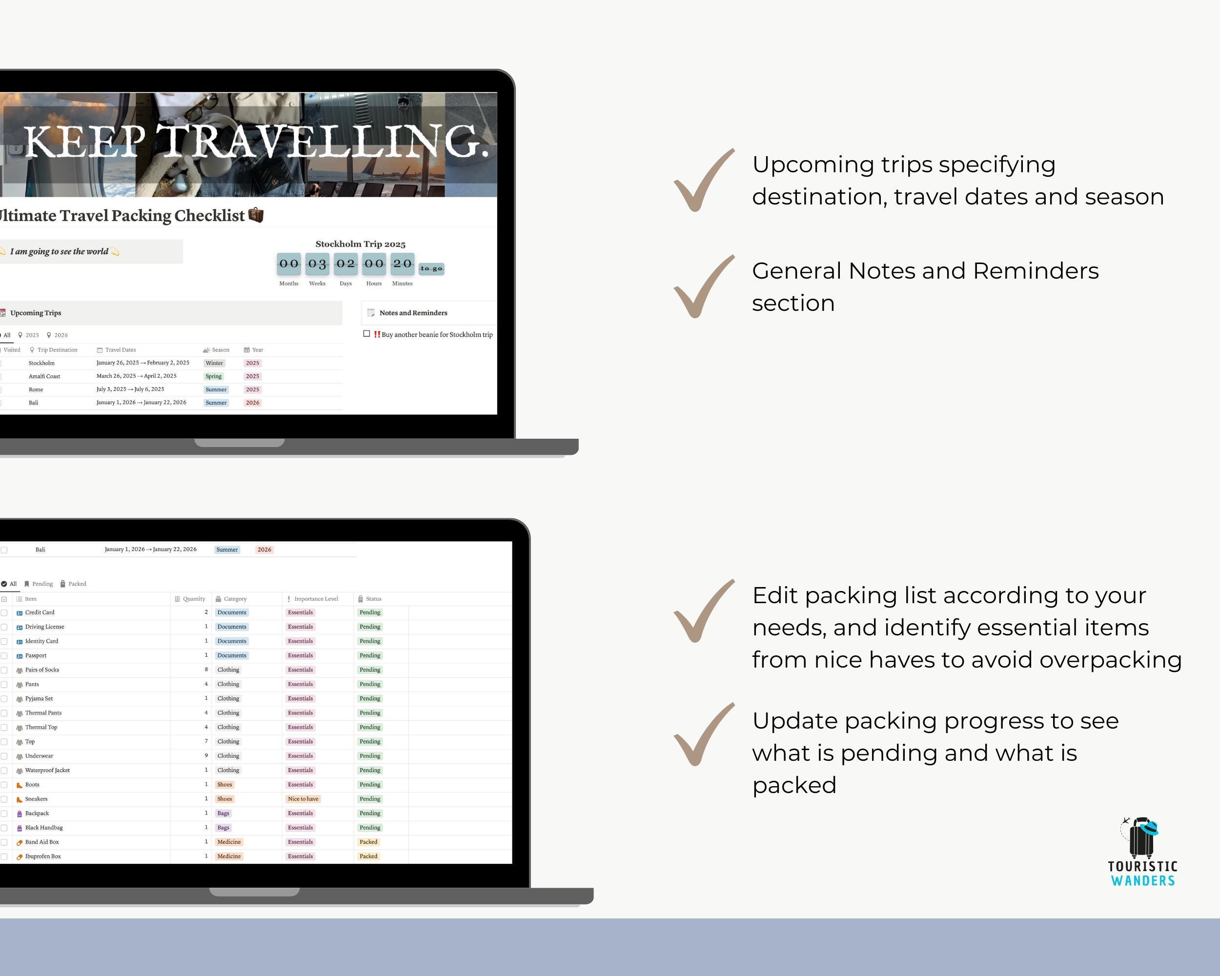 Ultimate Travel Packing Checklist | Notion Template | Digital Download ...