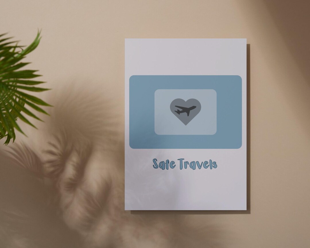Safe Travels Greeting Card, Airplane Heart Theme, Digital Download ...